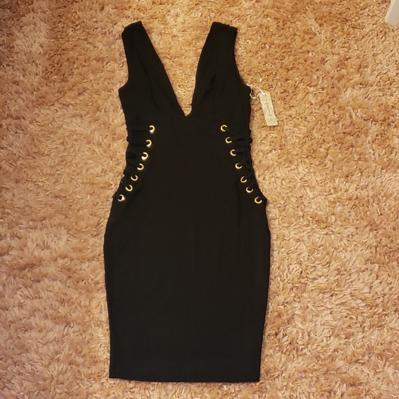 iris | Dresses | Nwt Club Dress Lbd Tight Stretch Lace Up | Poshmark